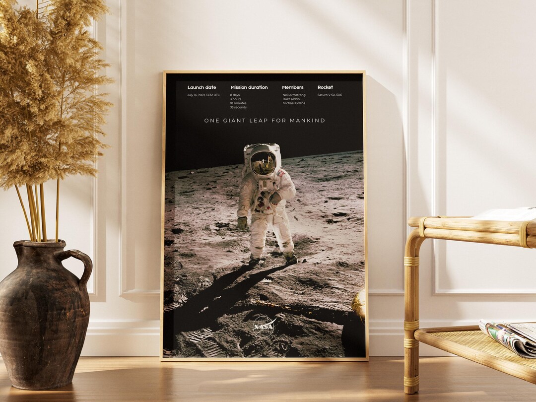 Apollo 11 Moon Landing Poster: NASA Astronaut Print, Space Exploration ...