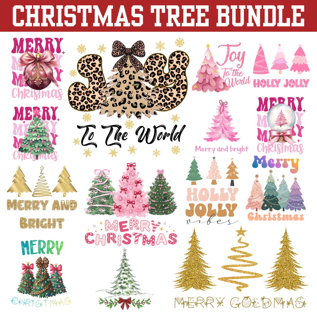 Christmas Tree PNG Bundle, Girly Winter Trees (digital Download) - Etsy