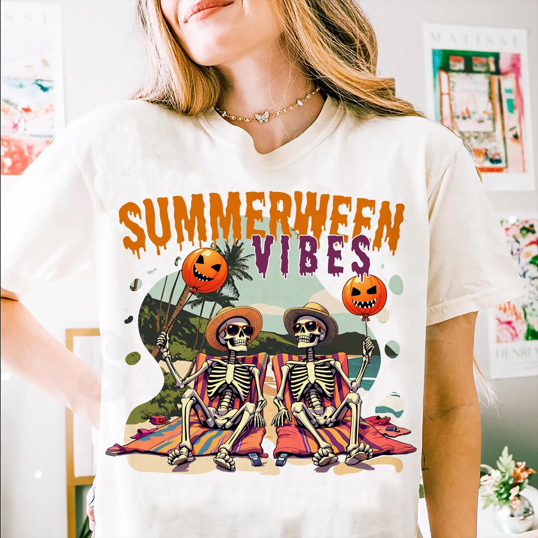 Hot Skeleton Summerween PNG – Funny Summerween Shirt With Beach Vibes ...