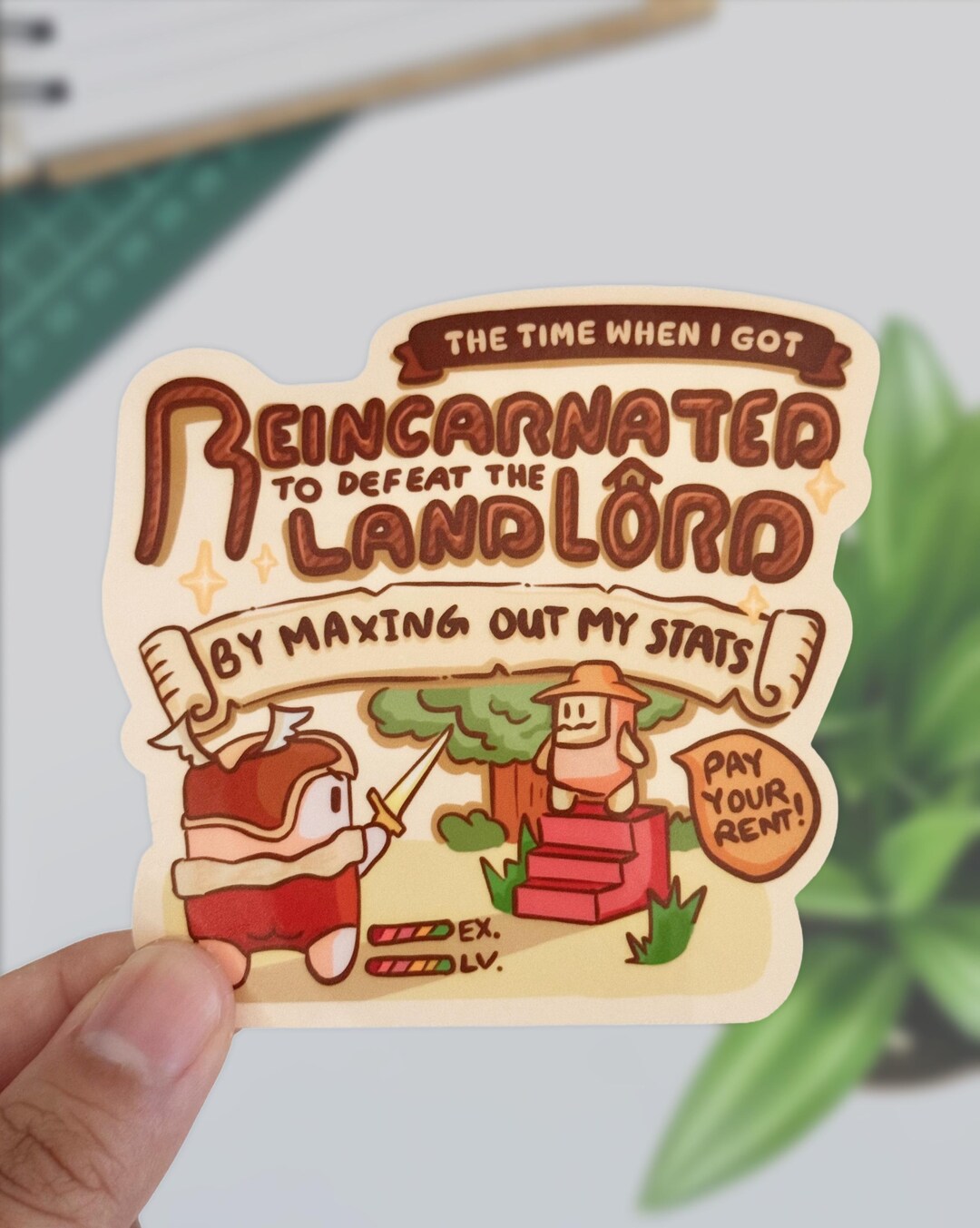 Reincarnated Hero Sticker | Funny Meme, Vinyl Waterproof Sticker - Etsy