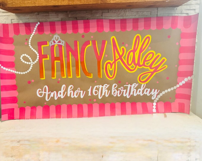 Fancy Nancy Inspired Birthday Banner! Handpainted on Thick Kraft Paper ...