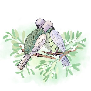 Printable Two Turtle Doves Card Digital Download - Etsy