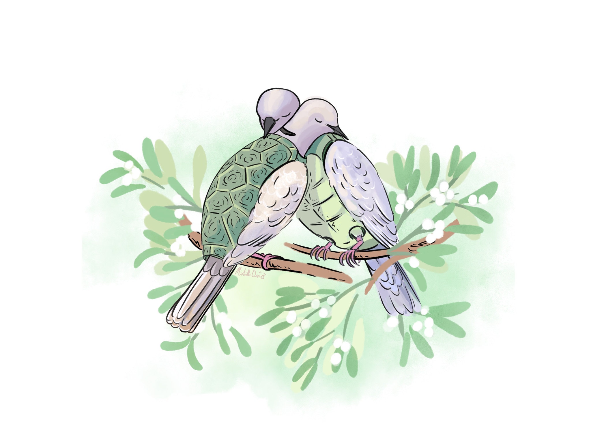 Printable Two Turtle Doves Card Digital Download - Etsy