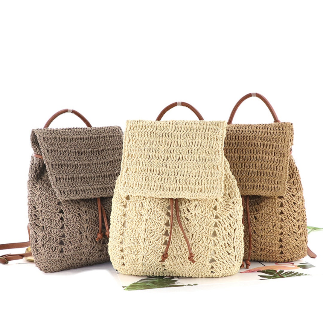 Shoulder Summer Bag Backpack Straw Bag Fashion Straw Beach Bag - Etsy