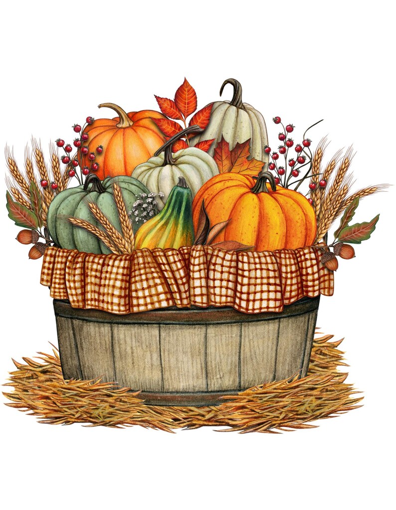 Fall Pumpkin Clipart Bundle – Autumn Wreath & Floral Harvest PNG ...