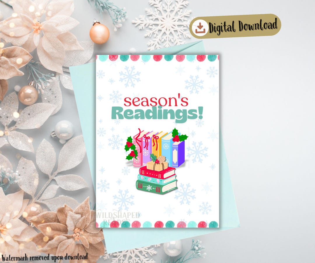 Book Lover Card Printable | Seasons Readings Bookish Greeting 5x7 ...
