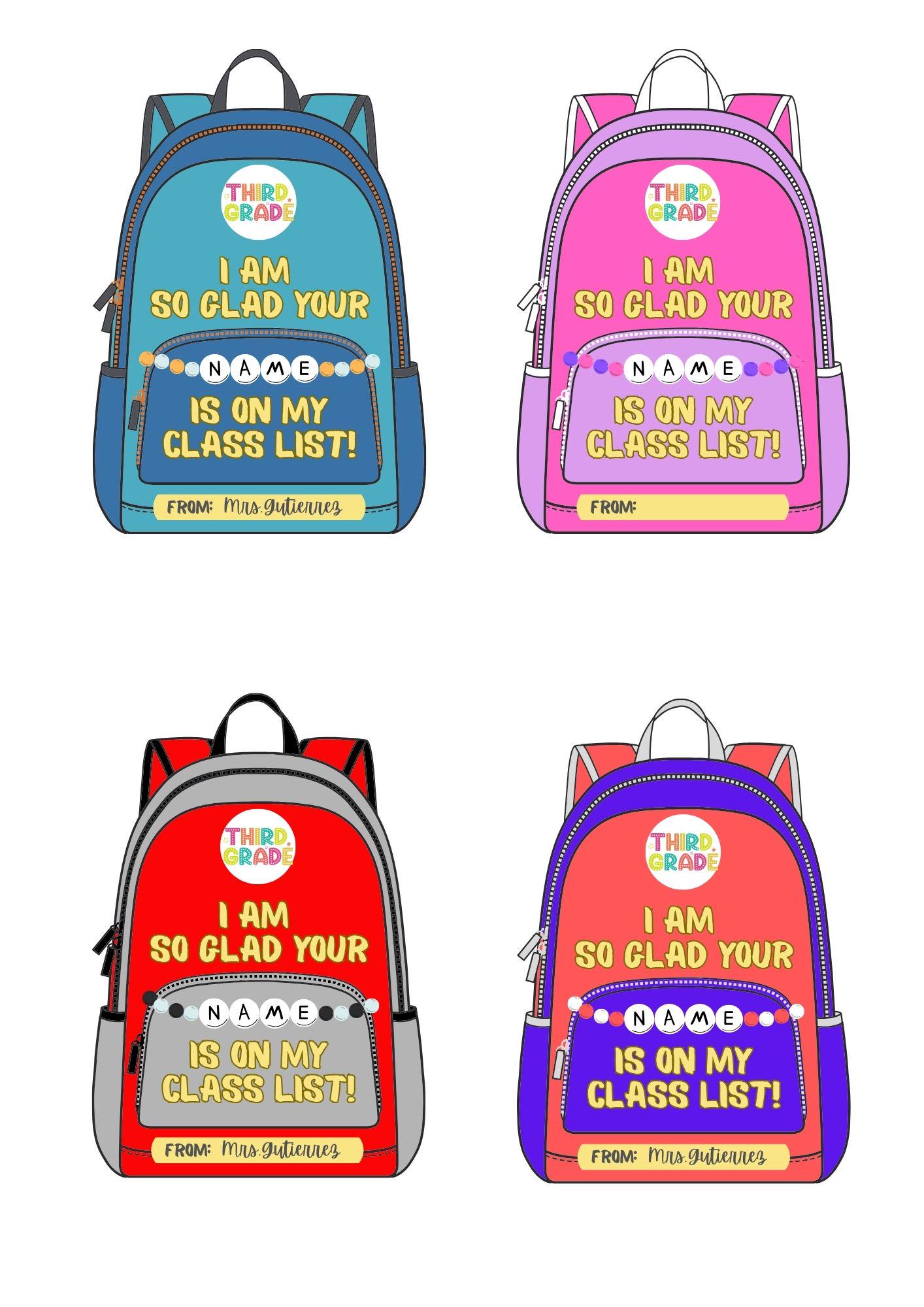 Back to School Gift Tag for Students, Glad Your Name is on My Class ...