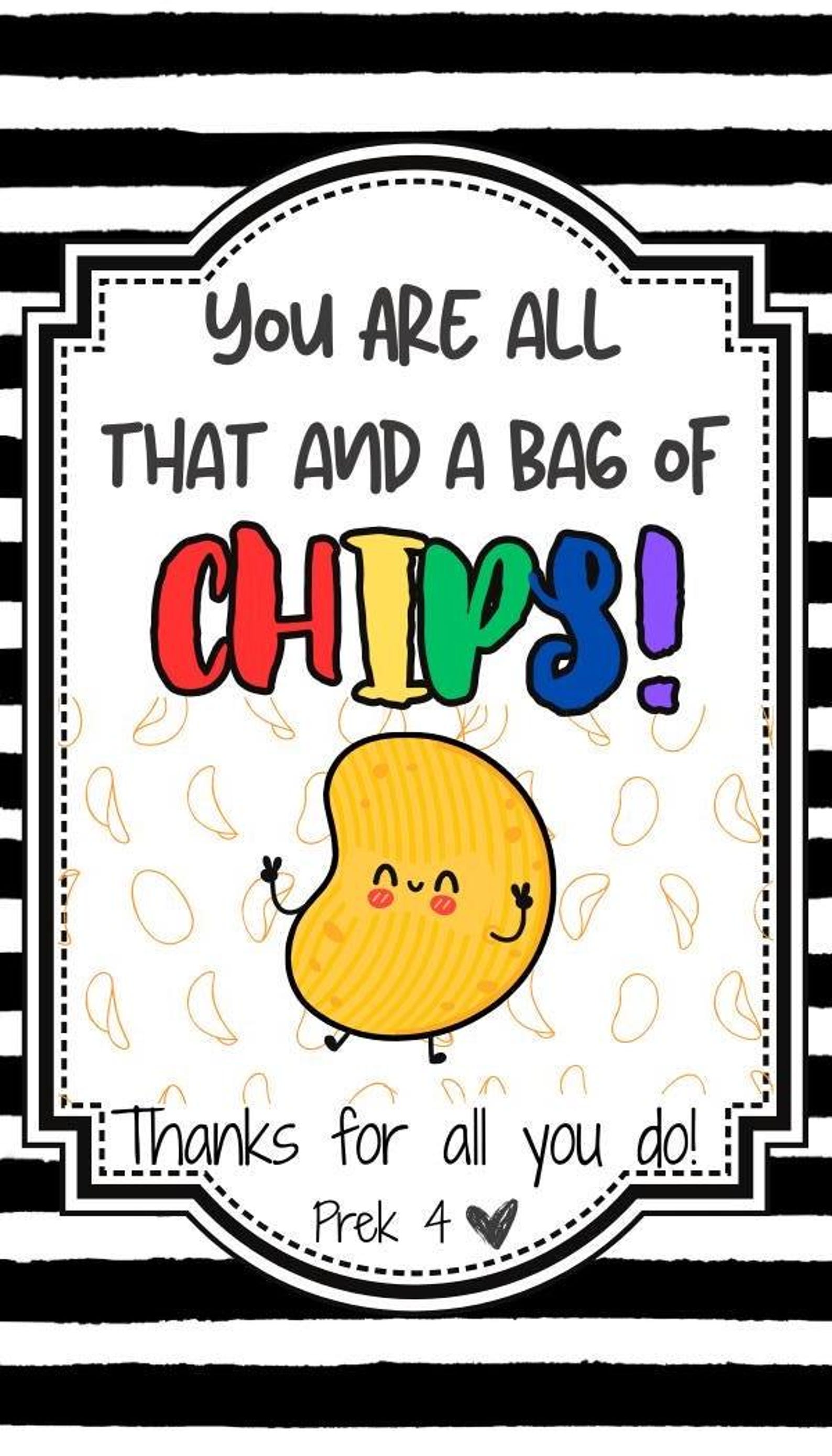 You're All That and a Bag of Chips, Thank You Gift Tag - Etsy