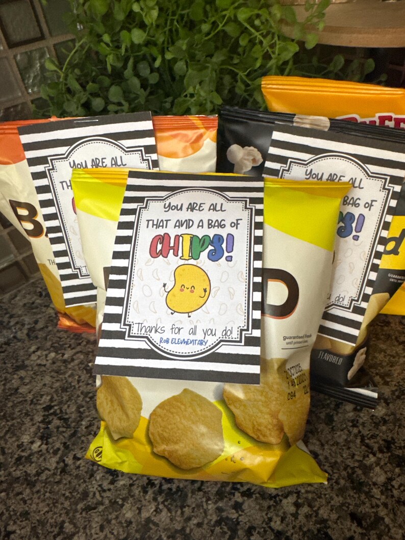 You're All That and a Bag of Chips, Thank You Gift Tag - Etsy
