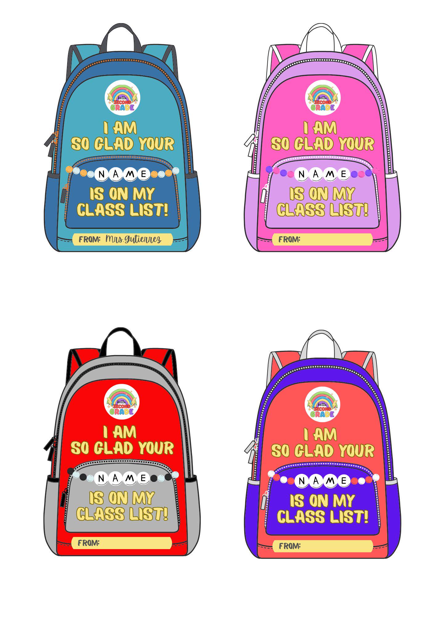 Back to School Gift Tag for Students, Glad Your Name is on My Class ...