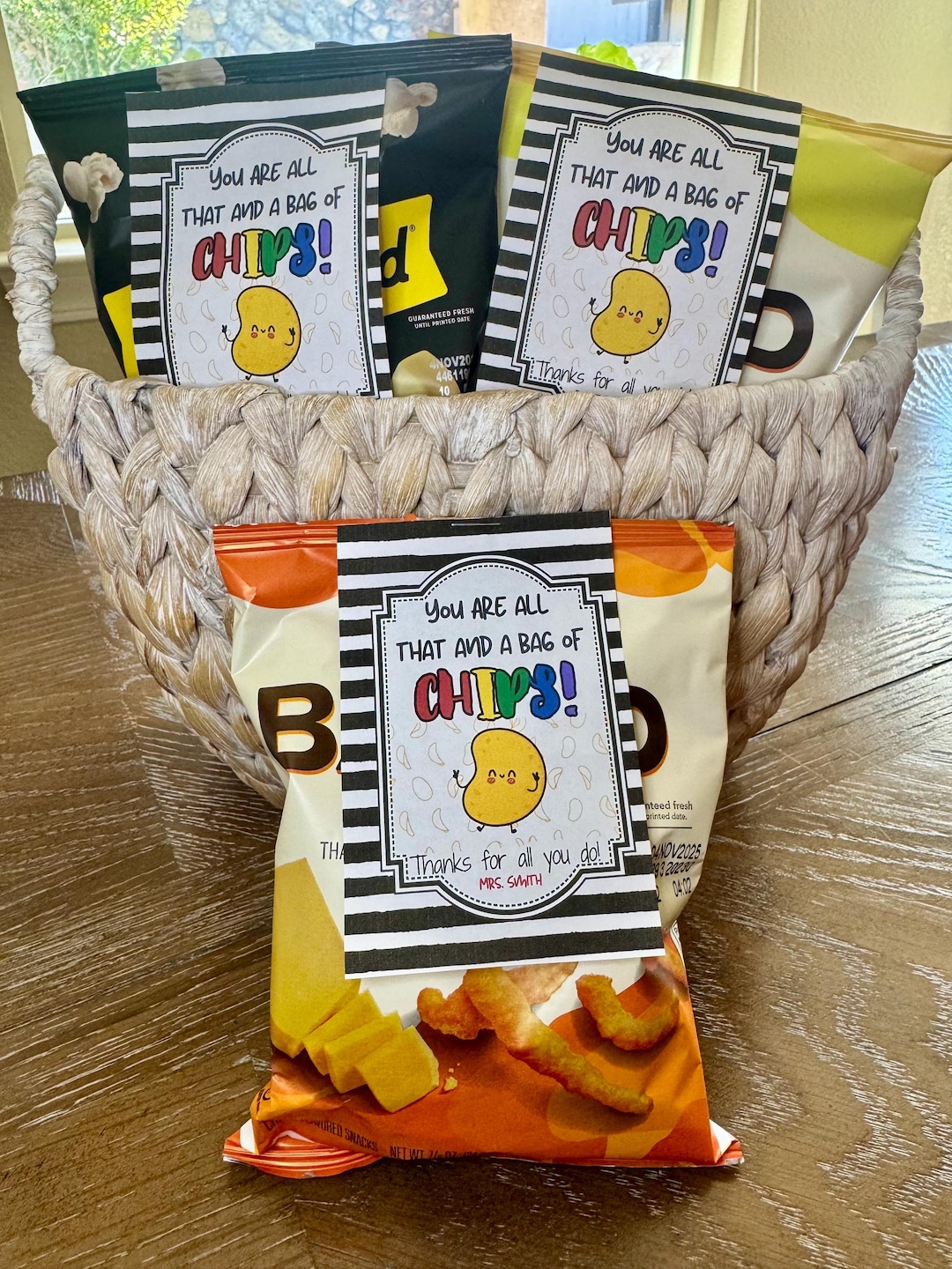 You're All That and a Bag of Chips, Thank You Gift Tag - Etsy