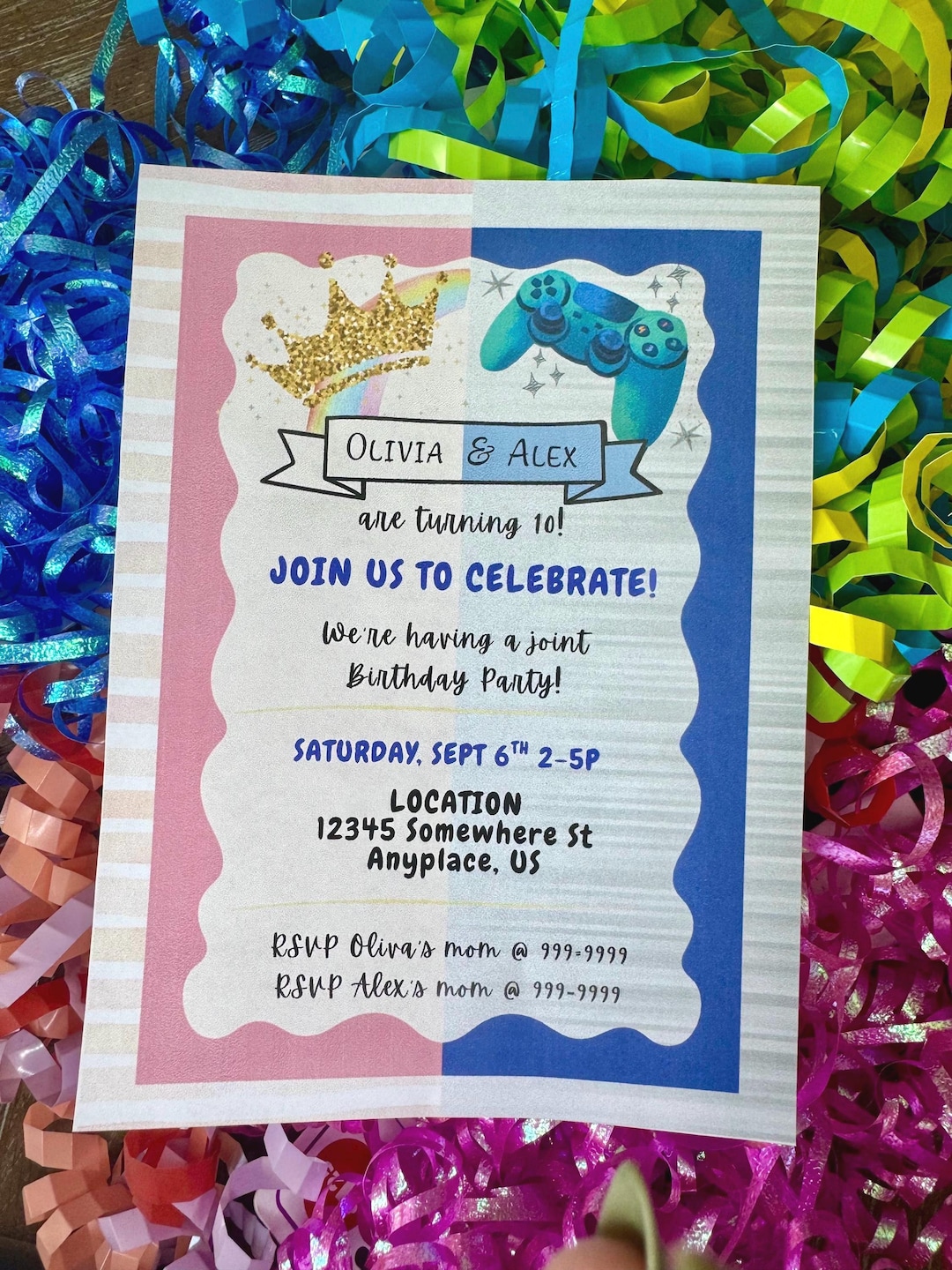 Duo, Boy/girl, Joint, Twin, Editable Birthday Party Invitation - Etsy