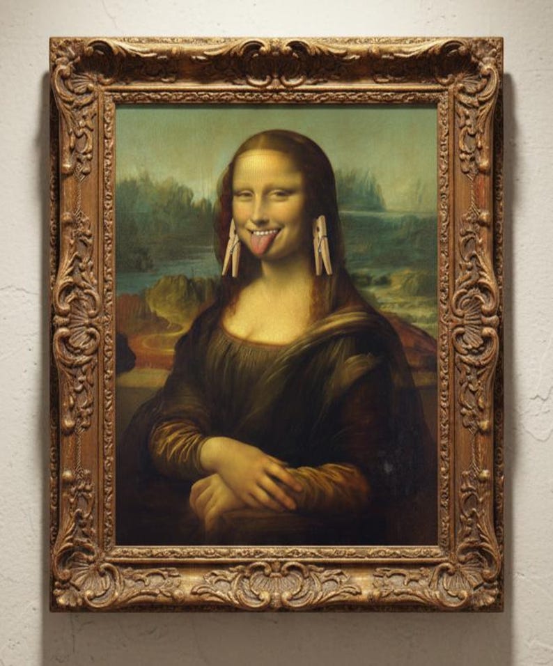 Altered Art Mona Lisa Parody PNG, Funny Vintage Portrait, Meme Wall Art ...