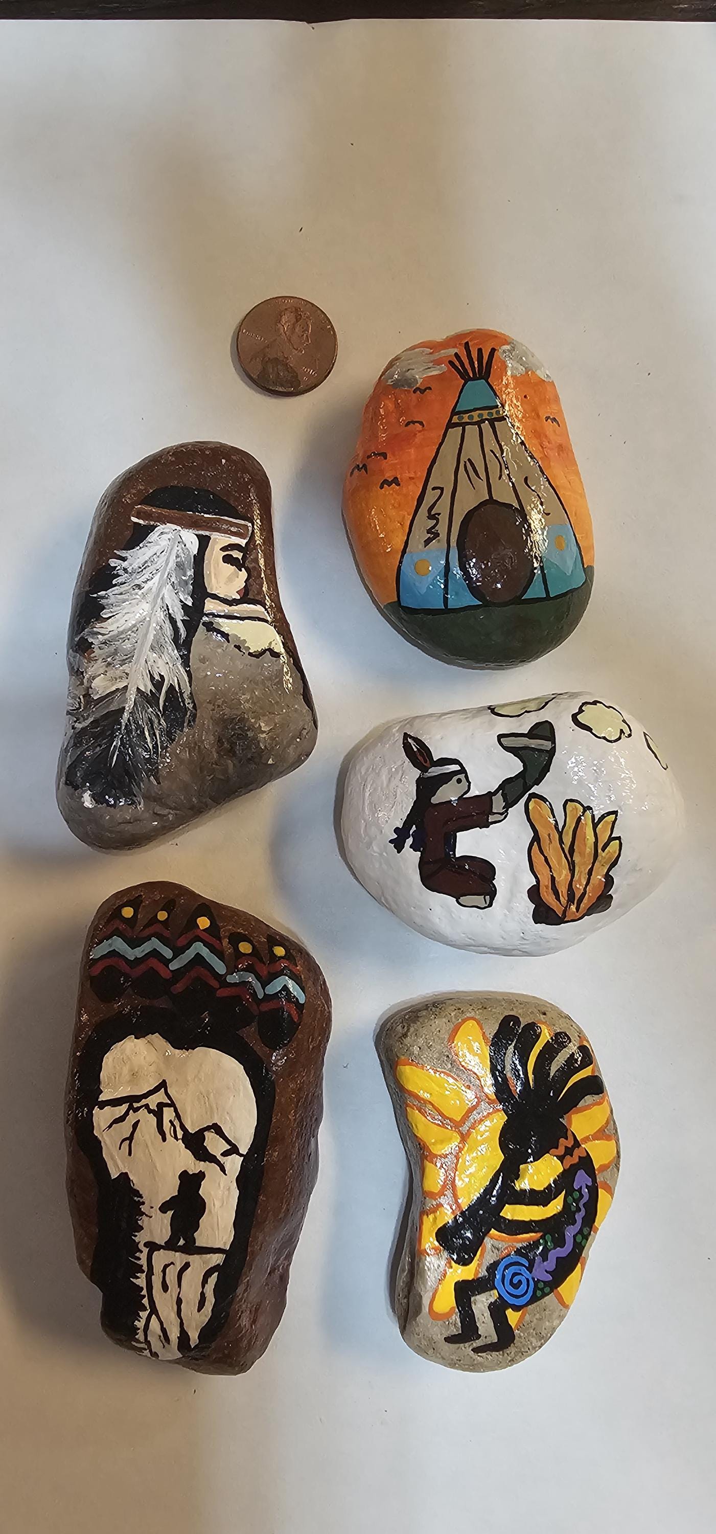 Set of 5 Native Indian Inspired Hand Painted Rocks - Etsy