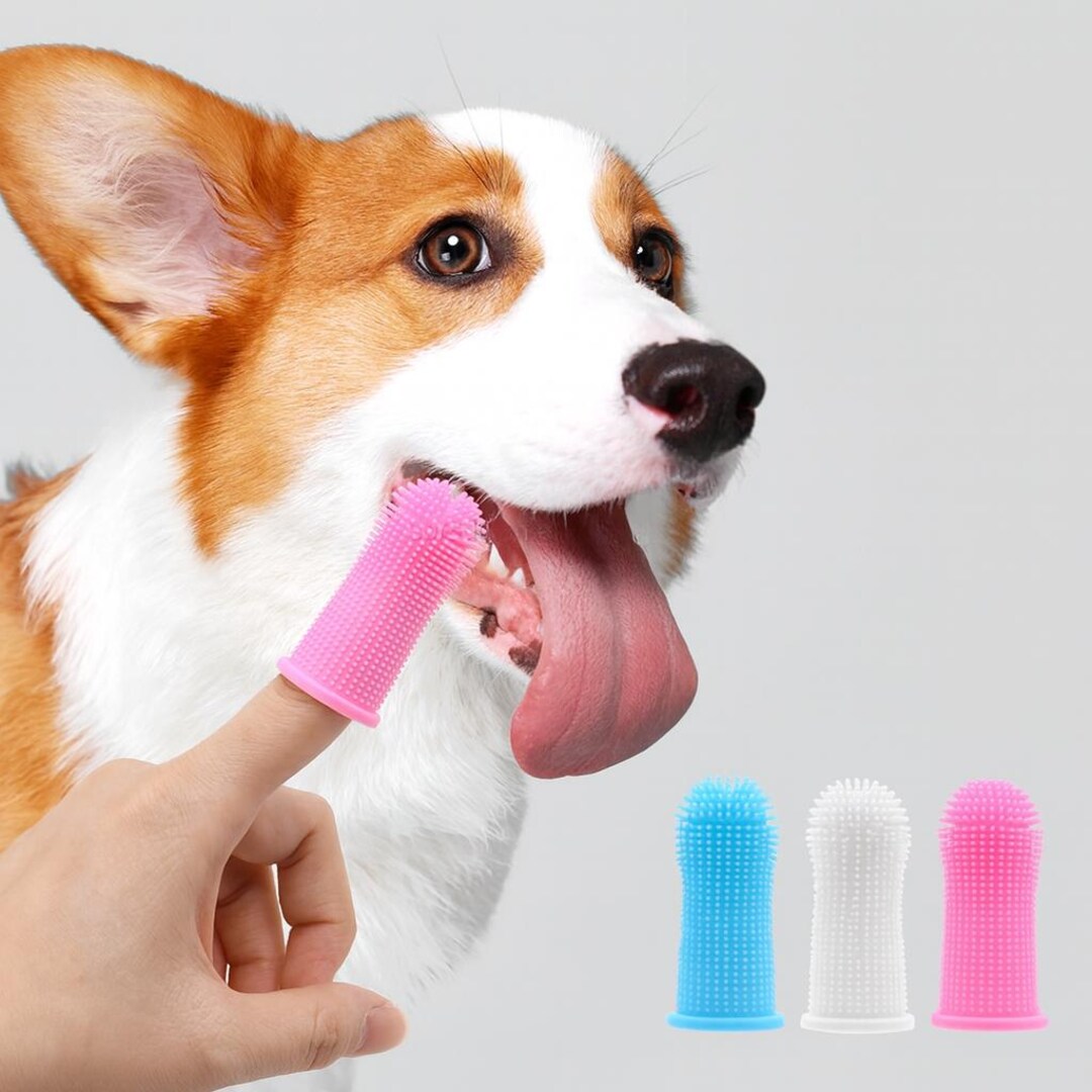 Pet Finger Toothbrush for Dogs and Cats 360 Soft Silicone Puppy Dental ...
