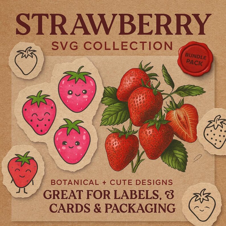 Strawberry SVG Bundle Strawberry PNG Cricut Silhouette Digital Download ...
