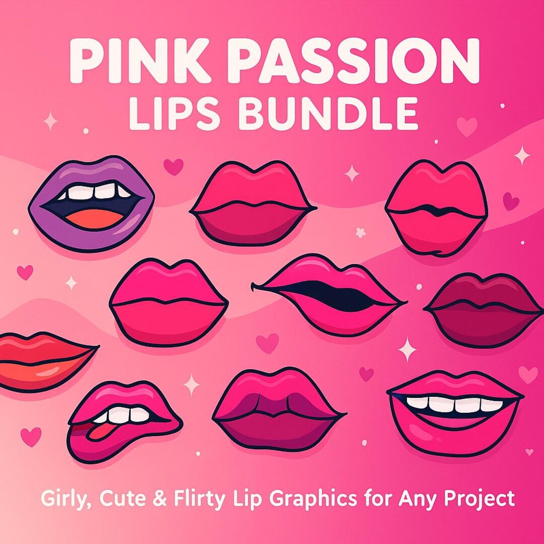 Lips SVG Bundle ZIP Lipstick Kiss Mouth Clipart Lips PNG Cricut ...
