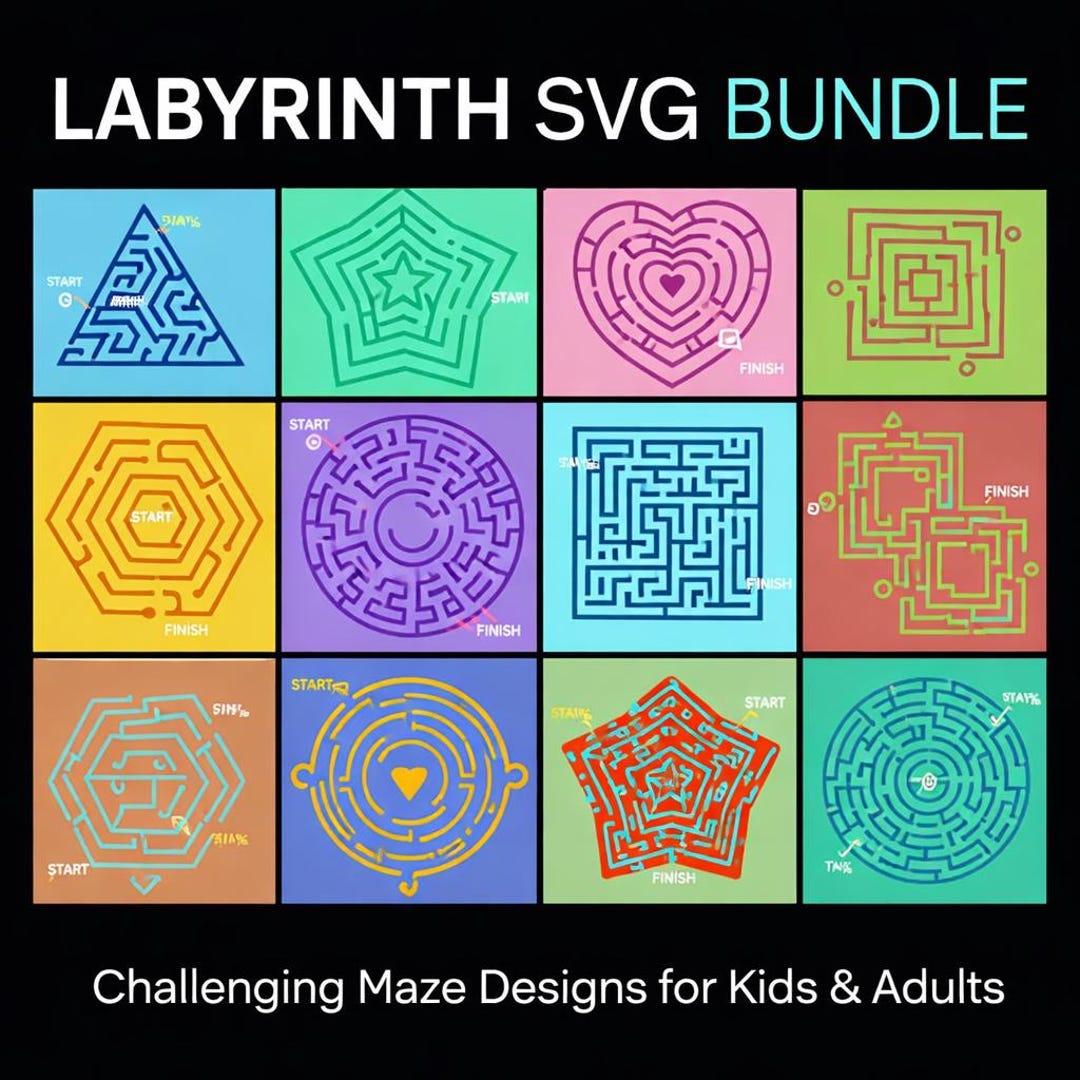 Labyrinth Bundle ZIP Maze Art Pack Printable Labyrinth Designs Instant ...