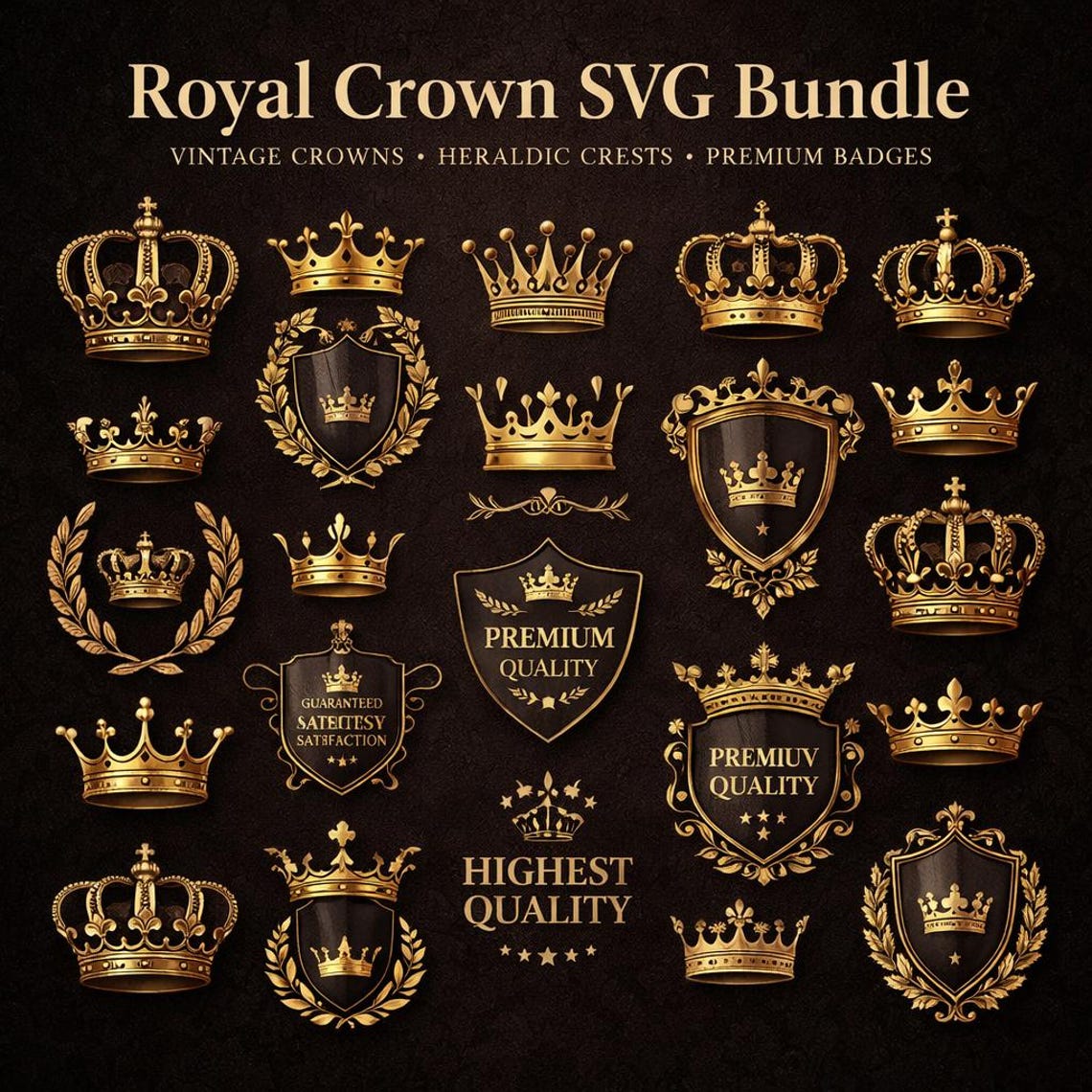 Royal Crown Bundle SVG PNG King Queen Crown Designs Digital Download ...