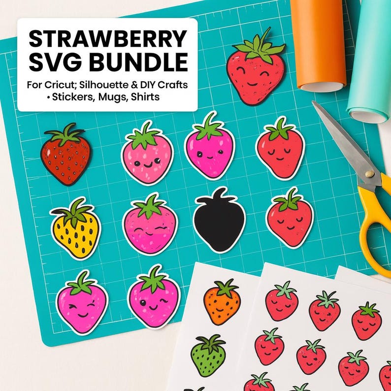 Strawberry SVG Bundle Strawberry PNG Cricut Silhouette Digital Download ...