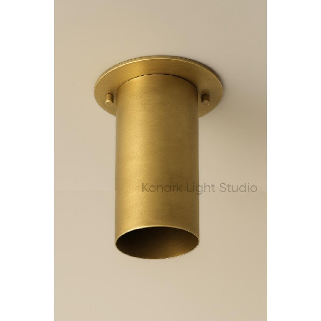 Modern Brass Cylinder Ceiling Light - Flush Mount Fixture - Etsy