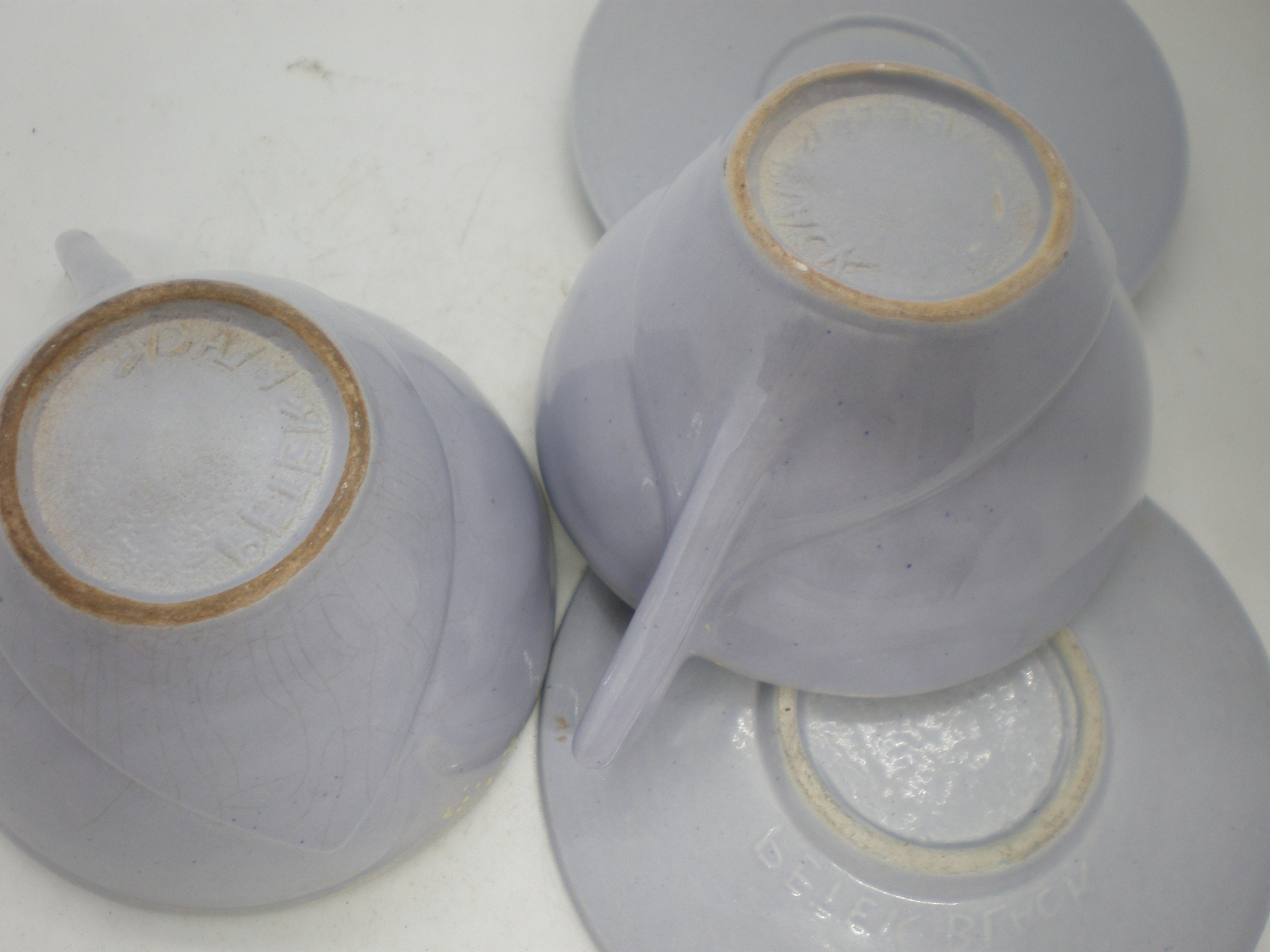 Vintage Pair of Pale Blue and Soft Yellow Tea Cups and Saucers ...