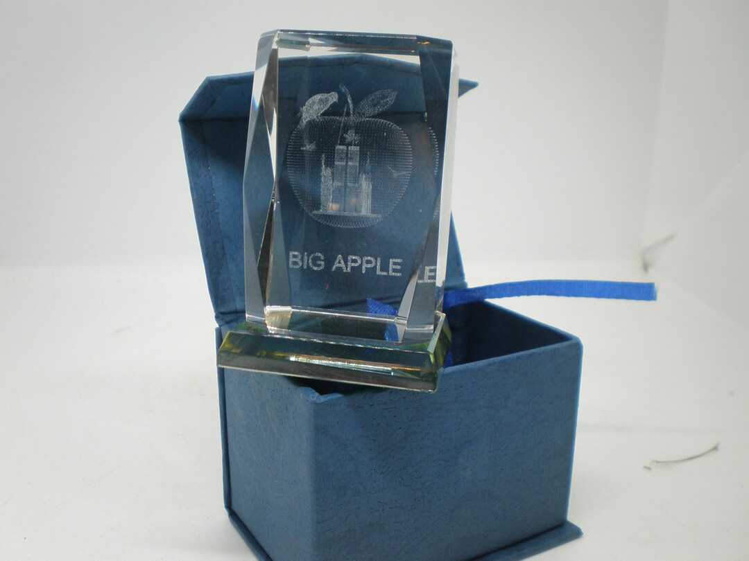 Nice Glass Paperweight With Etched New York City Big Apple - Etsy