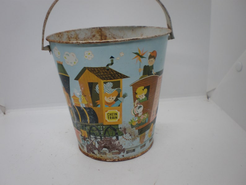 Vintage Tin Toy Bucket Pail - Etsy