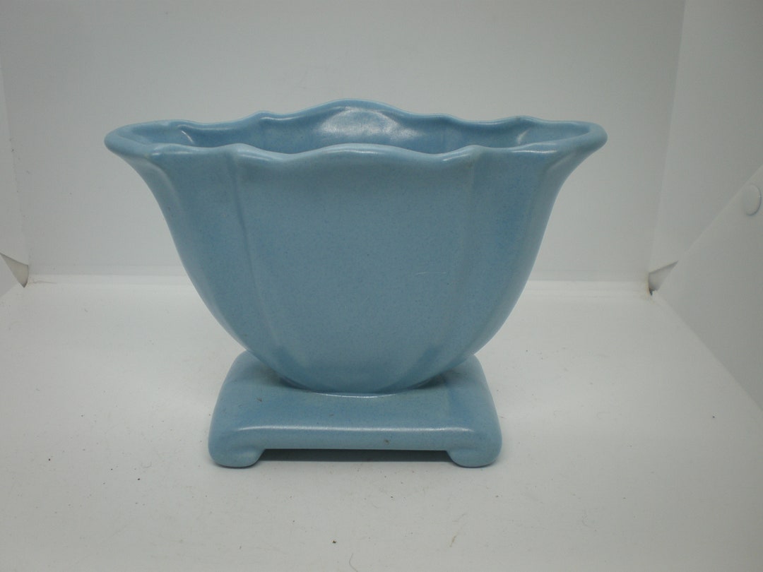 Vintage Unusual Blue Deco Fluted Vase or Planter - Etsy