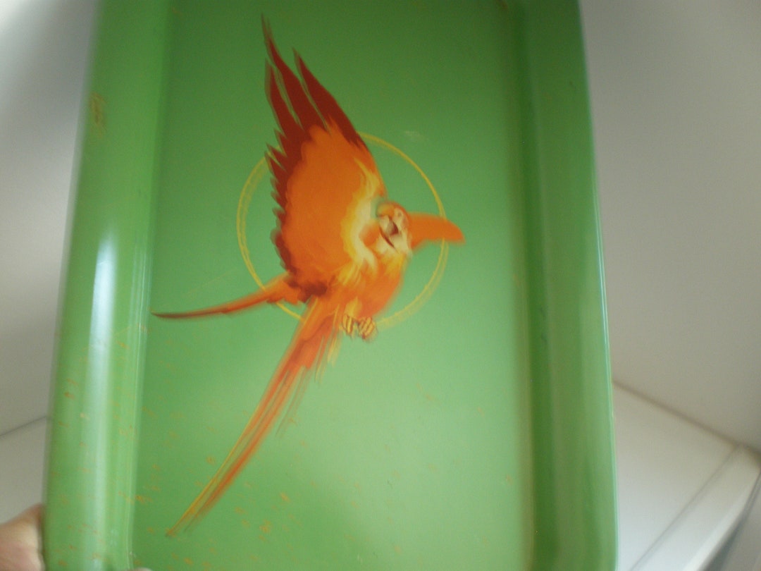 On SALE Vintage Metal Tray: Retro Parrot Dinner Serving Tray - Etsy