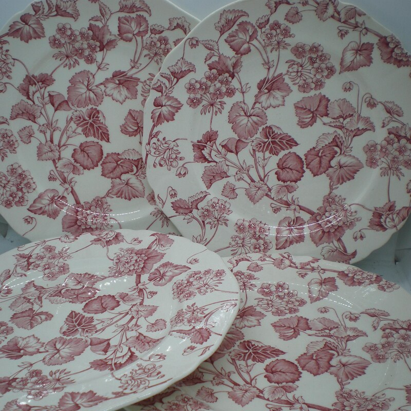 Red Transferware Plates - Etsy