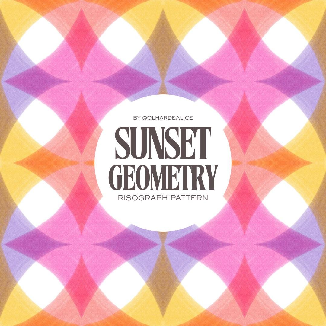 Sunset Geometry - Geometric Seamless Pattern, Risograph Style, Digital ...
