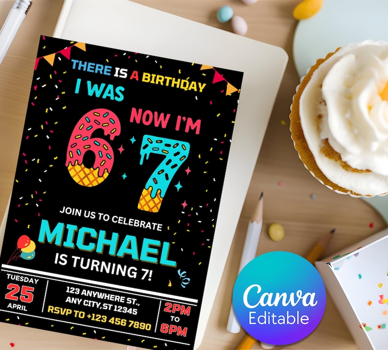 6-7 Boys Birthday Party Invitation, Six Seven Meme Birthday, Boys 7th ...