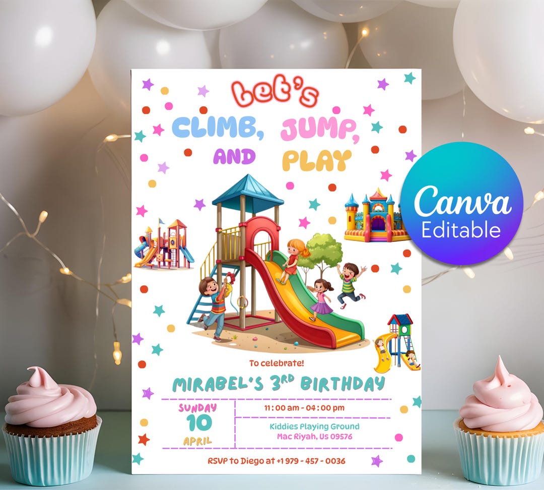 Playground Birthday Party Invitation, Park Party Invitation, Outdoor ...