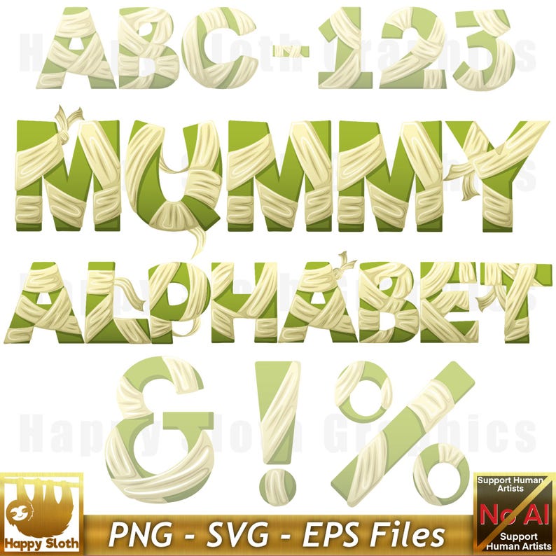 Mummy Alphabet Vector Clipart Set. Halloween Font. - Etsy