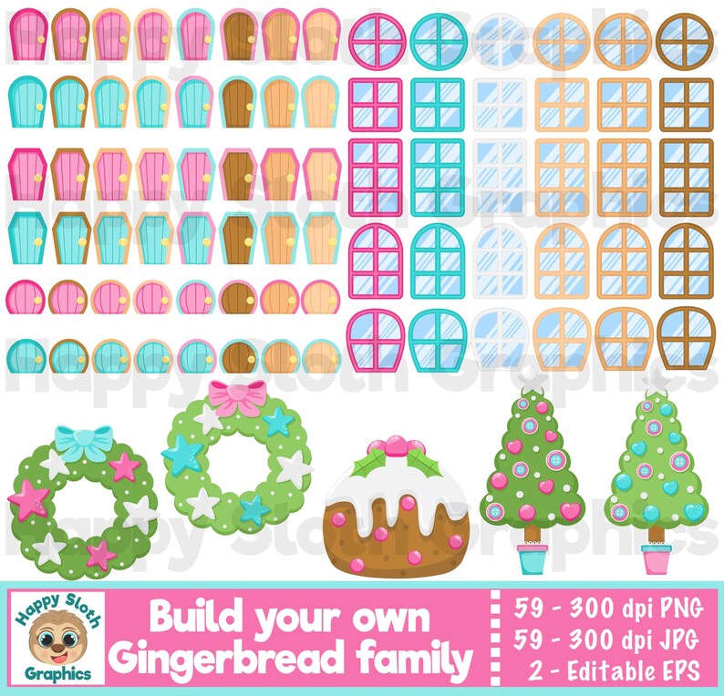 Gingerbread Family Clipart Set: Build Your Own - Commercial Use (PNG ...