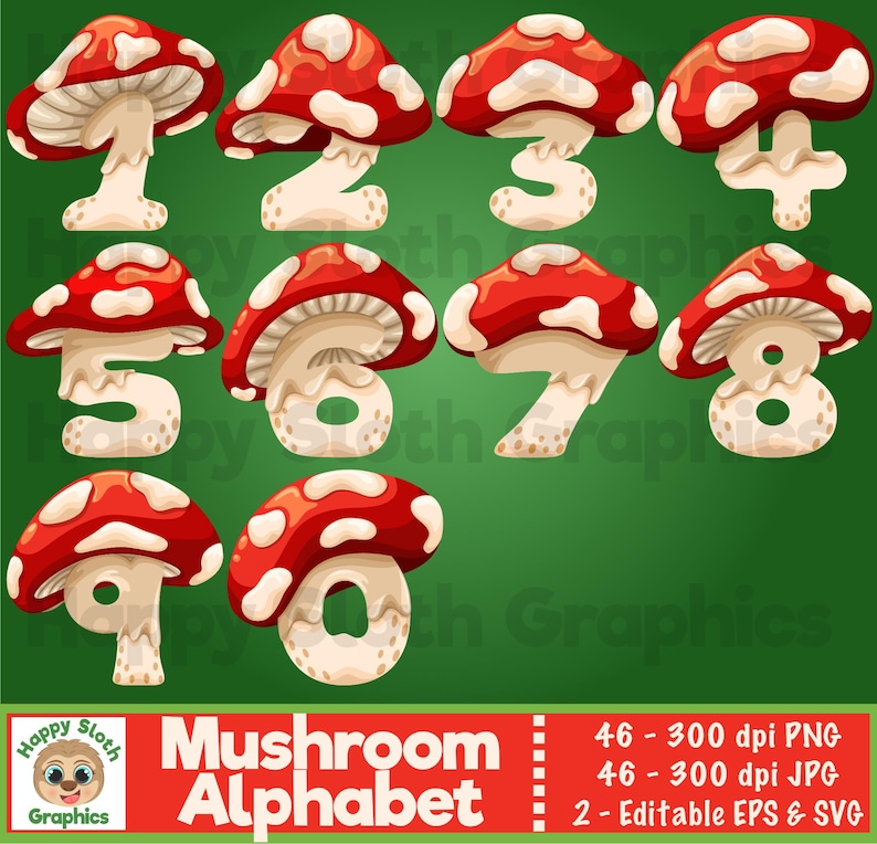 Mushroom Alphabet Vector Clipart Set. Autumn Woodland Font. - Etsy