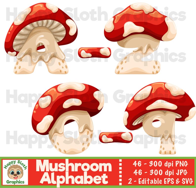 Mushroom Alphabet Vector Clipart Set. Autumn Woodland Font. - Etsy