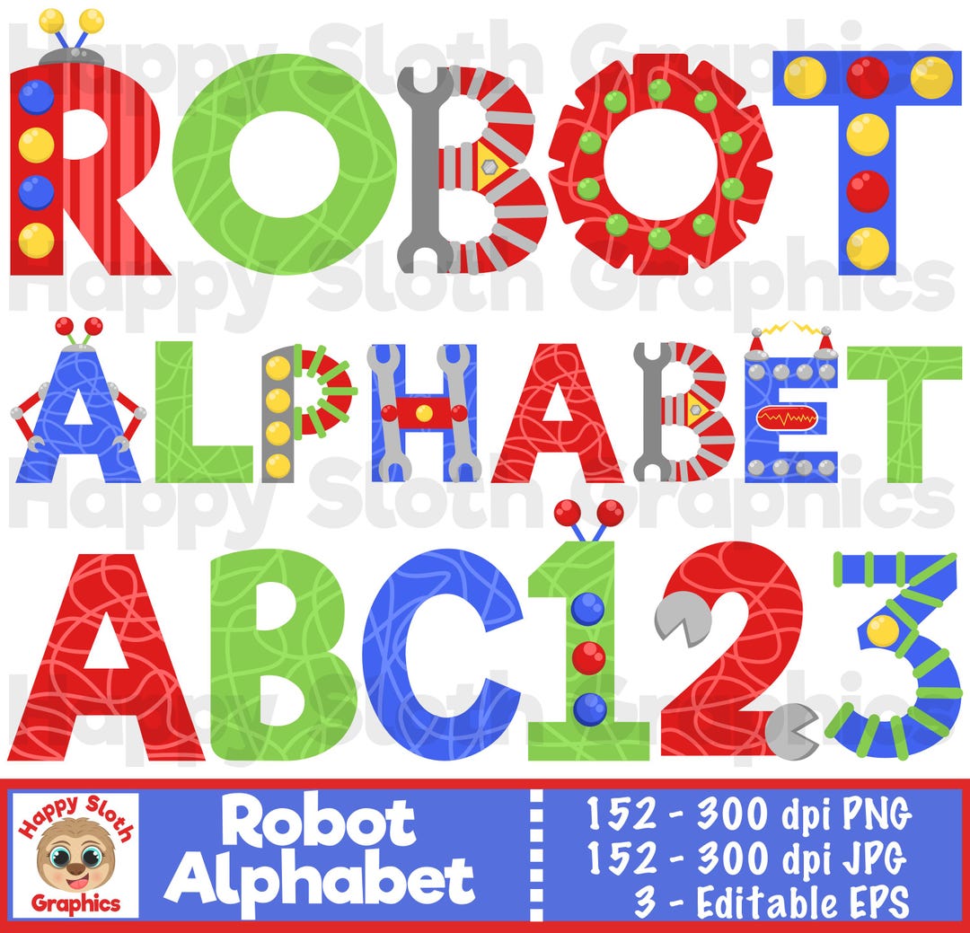Robot Alphabet Vector Clipart Set. Commercial Use Vector Font. - Etsy