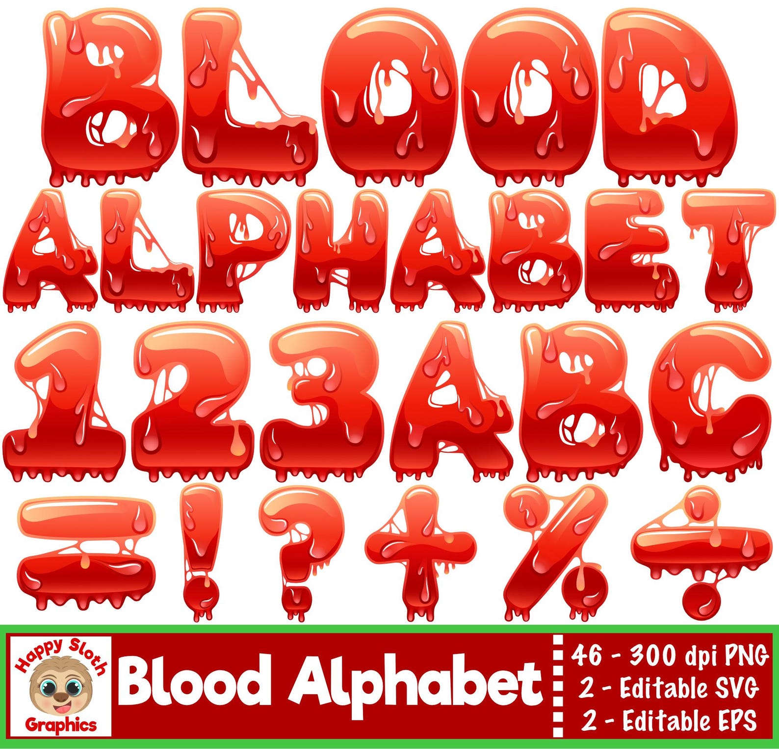 Blood Alphabet Vector Clipart Set. Halloween Font. - Etsy