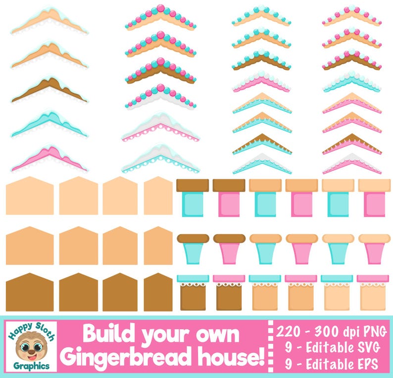 Gingerbread Family Clipart Set: Build Your Own - Commercial Use (PNG ...