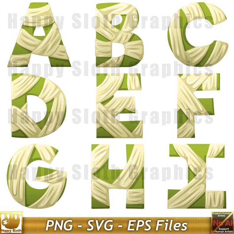 Mummy Alphabet Vector Clipart Set. Halloween Font. - Etsy