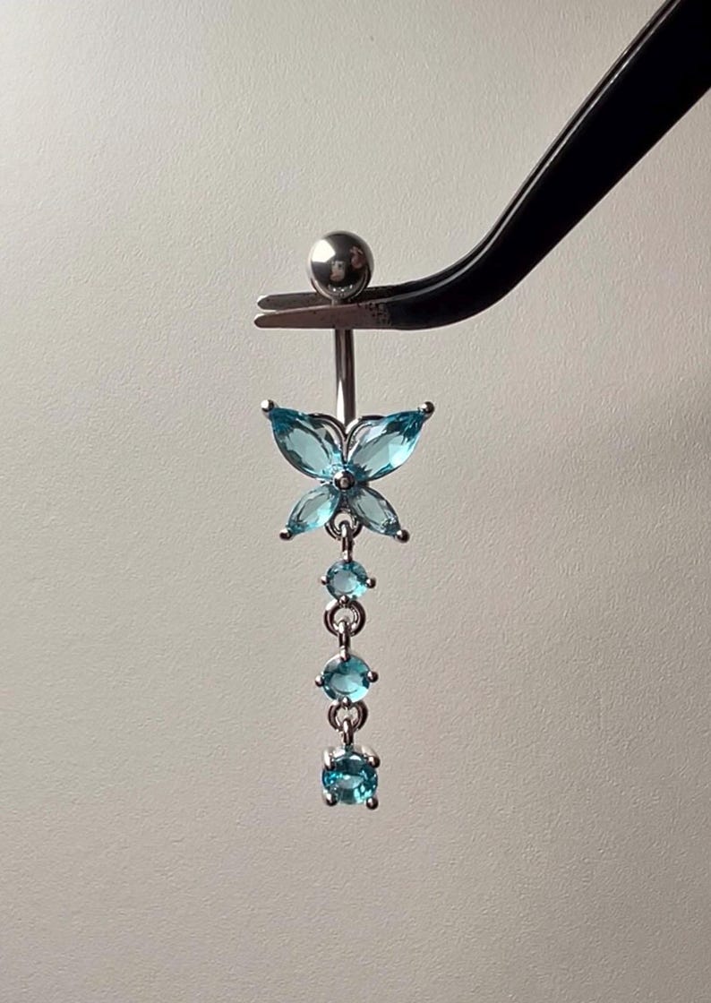 Dangly Butterfly Dragonfly Belly Bar - Navel Piercing Jewellery - 316L ...