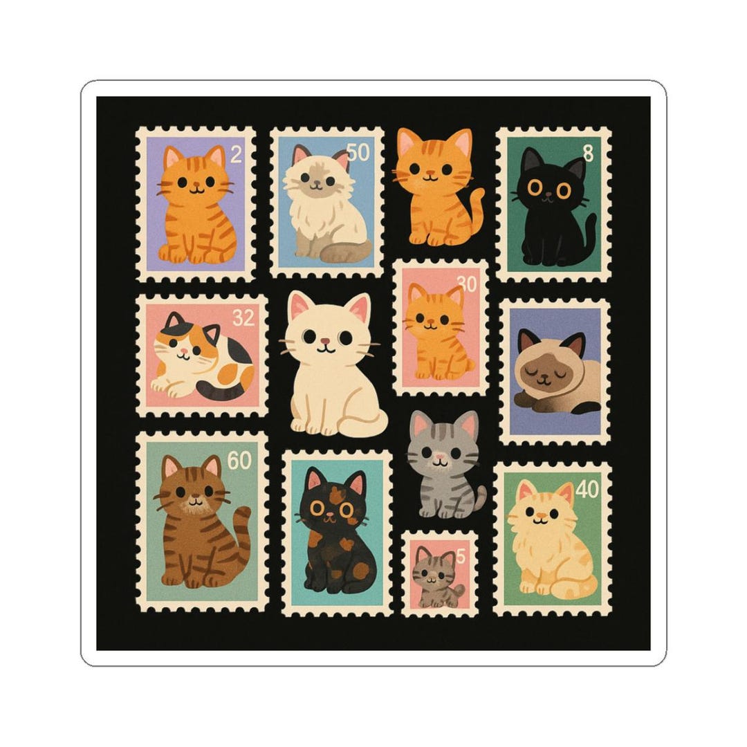 Cute Cat Stamp Kiss-cut Stickers, Perfect for Pet Lovers, Scrapbooking ...