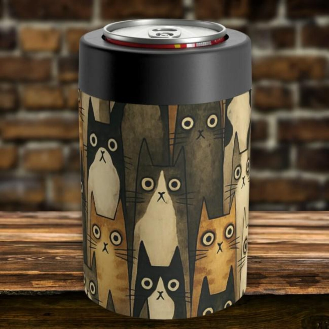 Cat Can Cooler: Stainless Steel Drink Insulator, Pet Lover Gift - Etsy