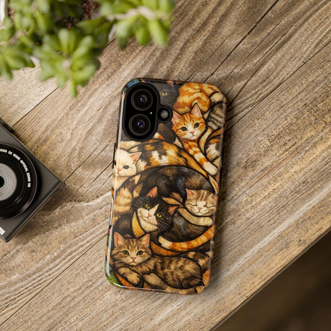 Cozy Cats Pattern Phone Case | Tough Cases - Etsy