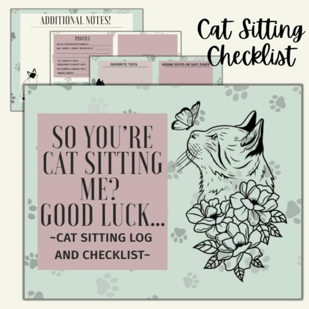 Cat Sitting Log Printable: Pet Sitter Checklist & Daily Tracker (PDF ...