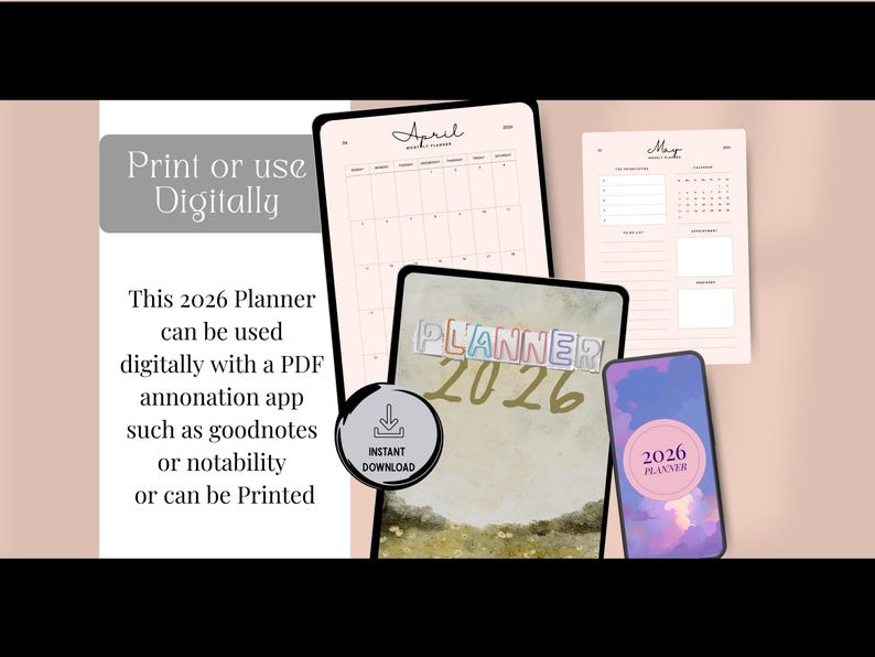 2026 Digital Planner | Monthly & Weekly Printable (PDF) - Etsy