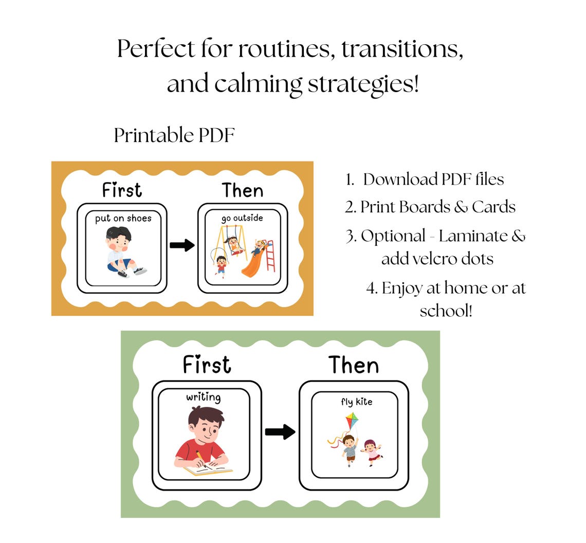 First Then Board Behavior Support Visual Schedule Support Chart for ...