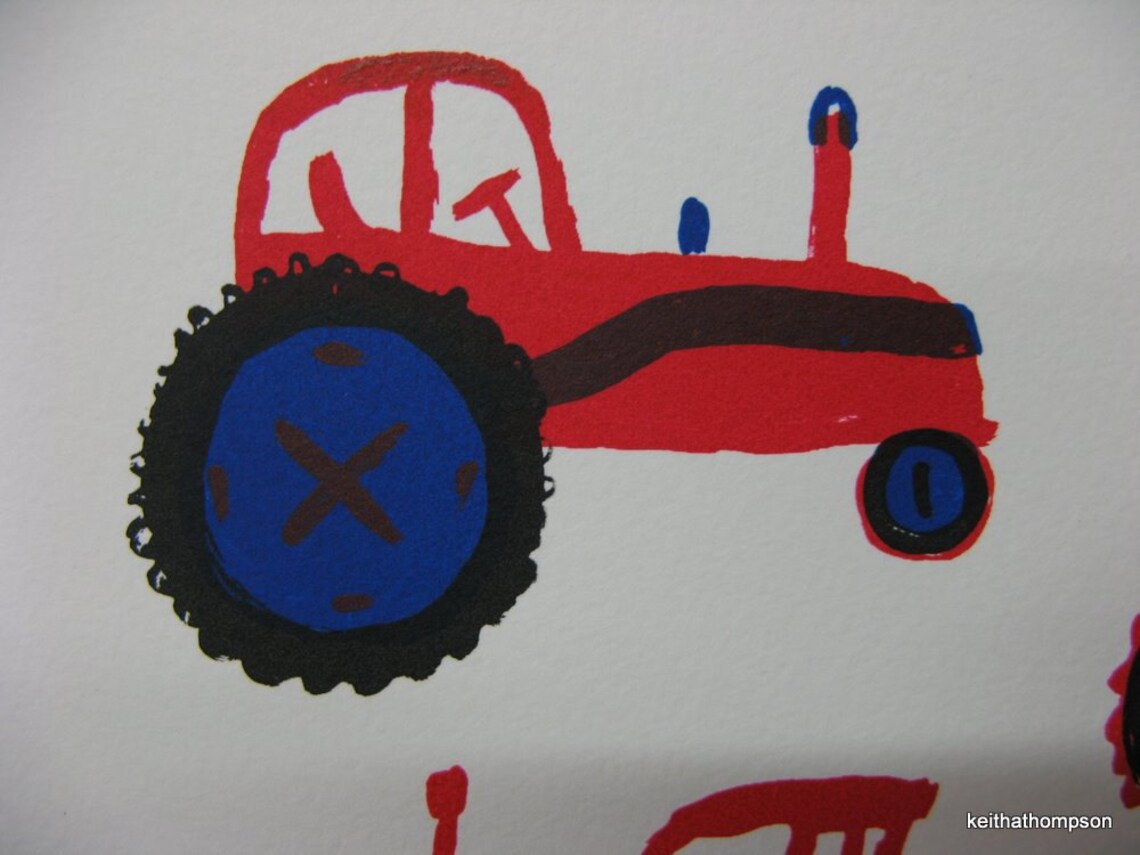 Tractors Screen Print - Big Tractors Printed in Bright Vibrant Colours ...